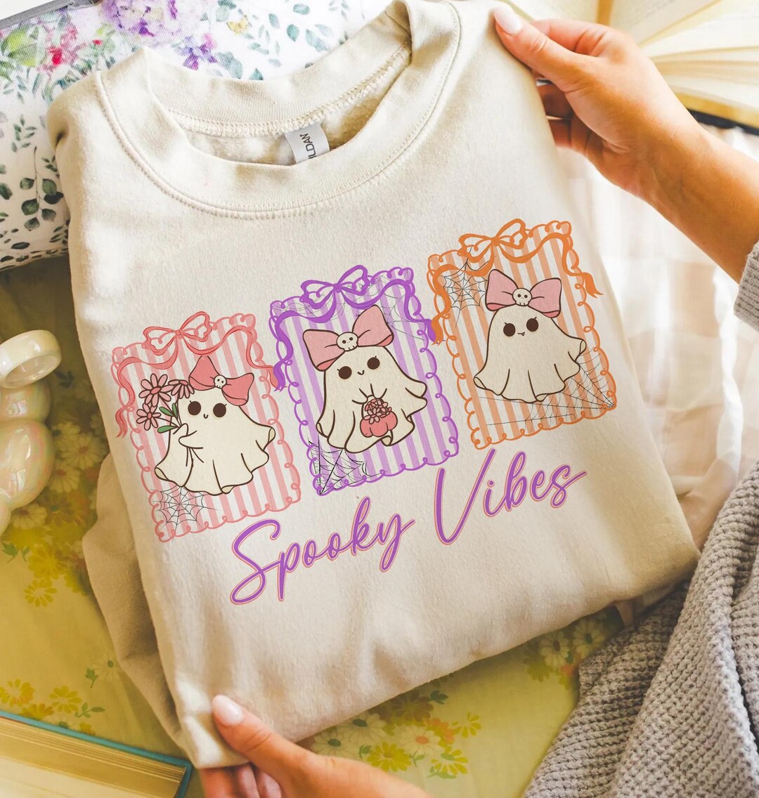 Spooky Vibes Ghost PNG, Cute Halloween Png, Fall Ghost Png, Pastel ...