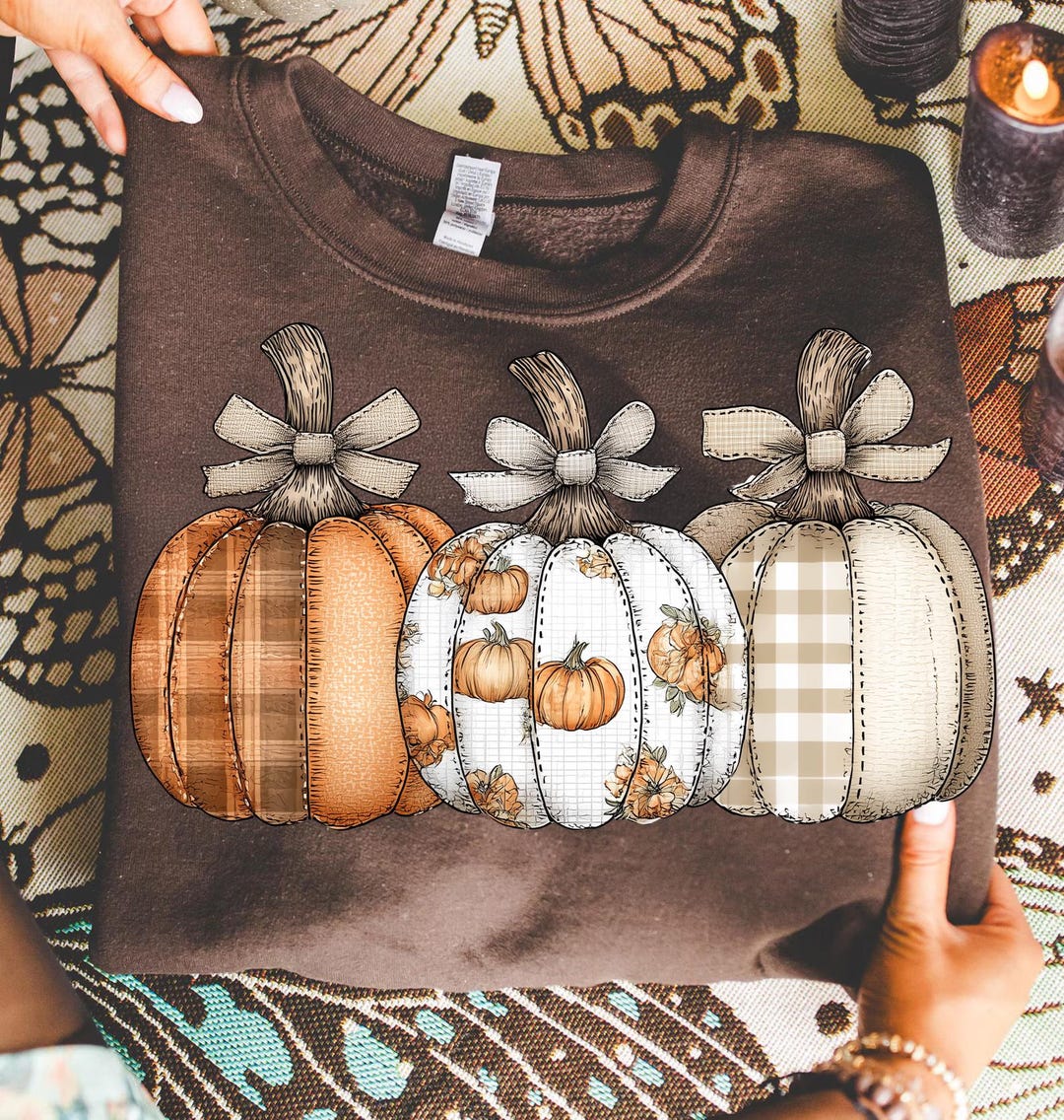 Preppy Floral Pumpkin PNG Stitched Fall Pumpkin Sublimation Quilted ...