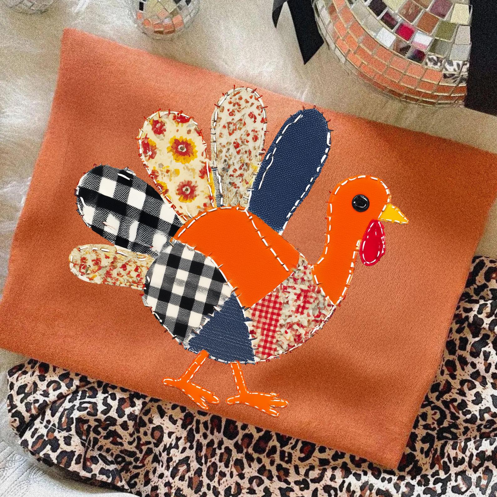 Patchwork Turkey Png, Quilt Turkey PNG, Retro Thanksgiving Png, Turkey ...
