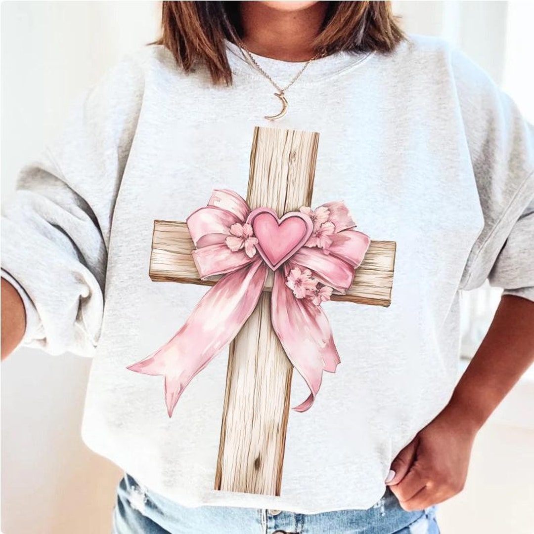 Valentine Cross PNG, Coquette Valentine Cross Bow Png, He Loved Us Png ...