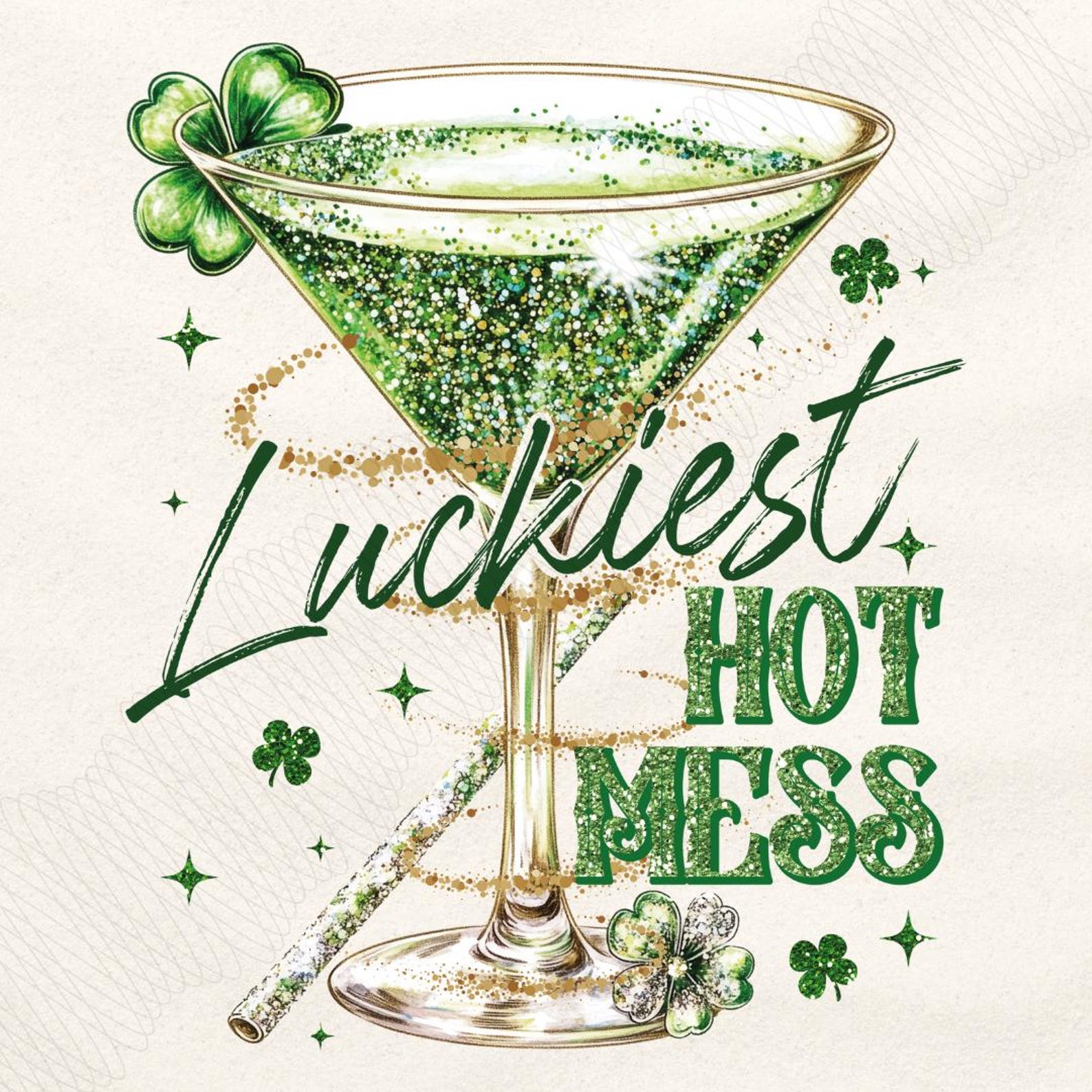Luckiest Hot Mess PNG, Funny Drinking Martini Png, Alcohol St Patricks ...