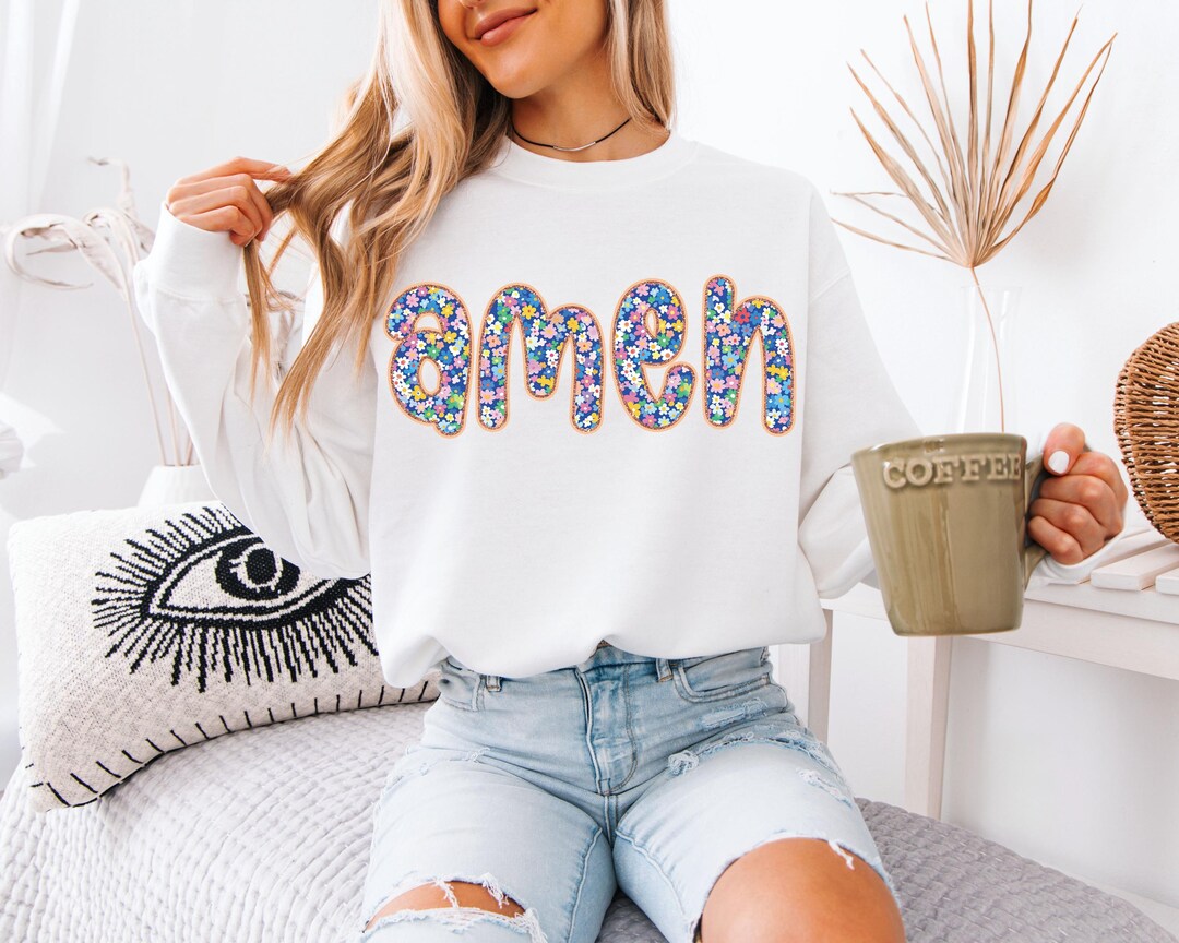 Floral Glitter Amen PNG, Retro Amen Png, Preppy Easter Png, Amen Png ...