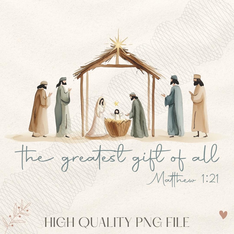 Greatest Gift of All PNG | Bow Nativity Coquette Christmas Sublimation ...