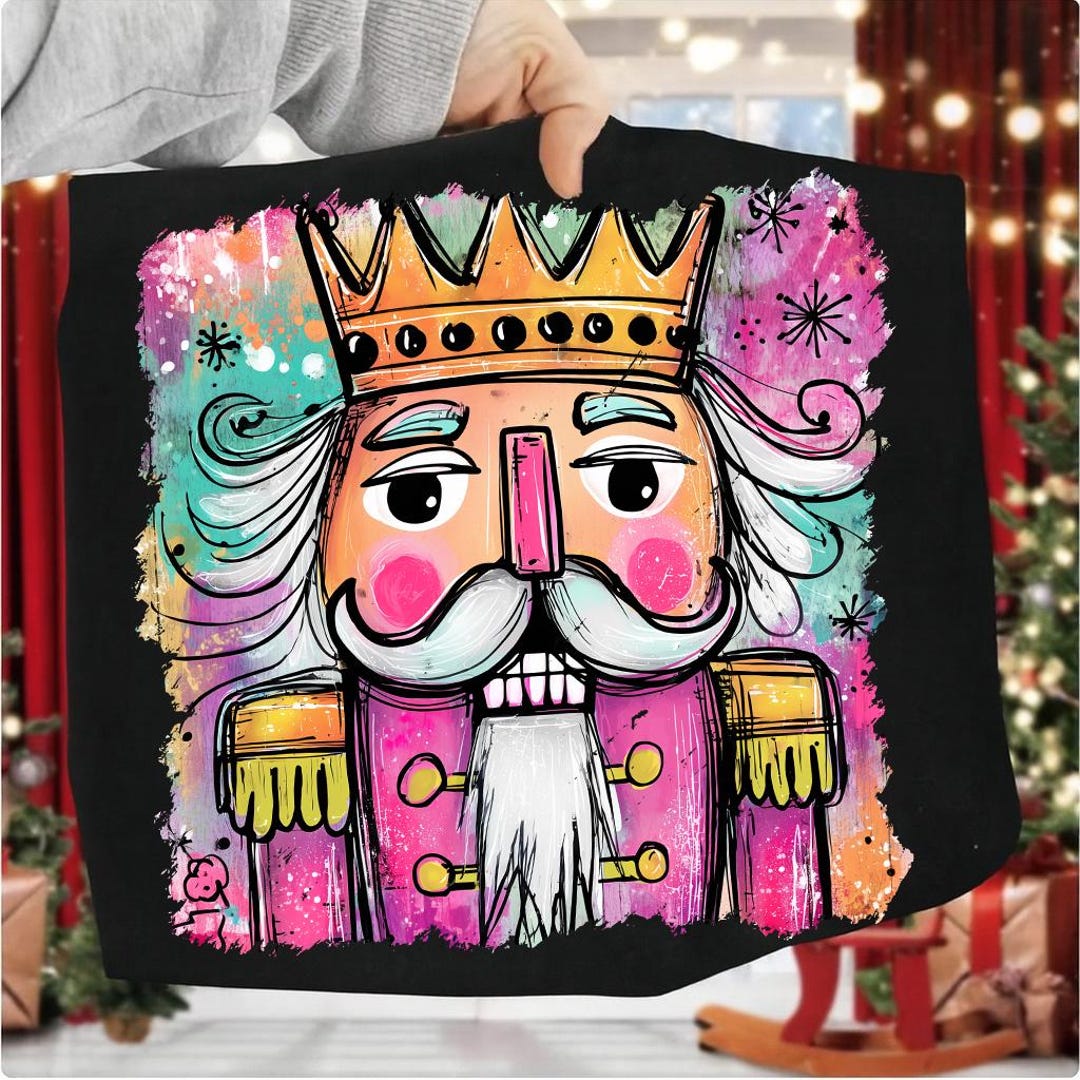 Preppy Watercolor Nutcracker Png, Glitter Santa Claus Design, Coquette ...