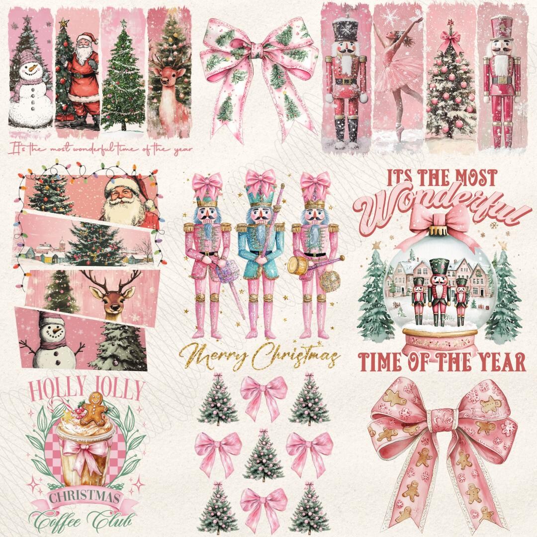 Pink Christmas Best Seller Png Bundle Nutcracker, Snow Globe PNG, Pink ...