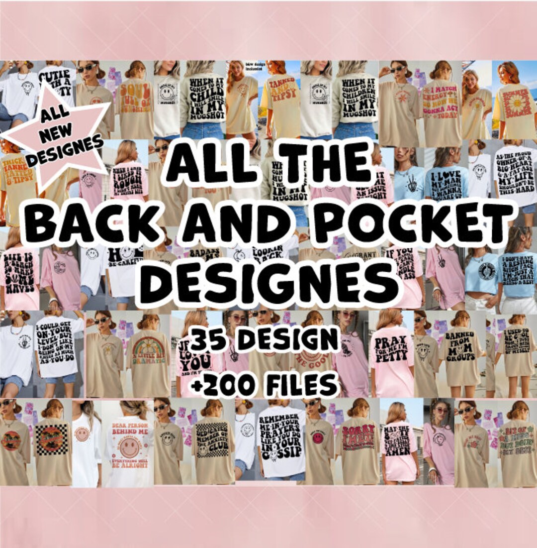 Mega SVG Bundle, All Back and Pocket T Shirt Designs SVG, Retro Smiley ...