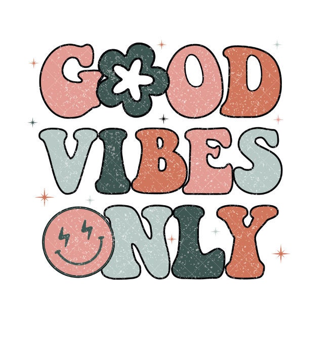Retro Good Vibes Only Png Groovy Png Smiley Face Png Hippie - Etsy