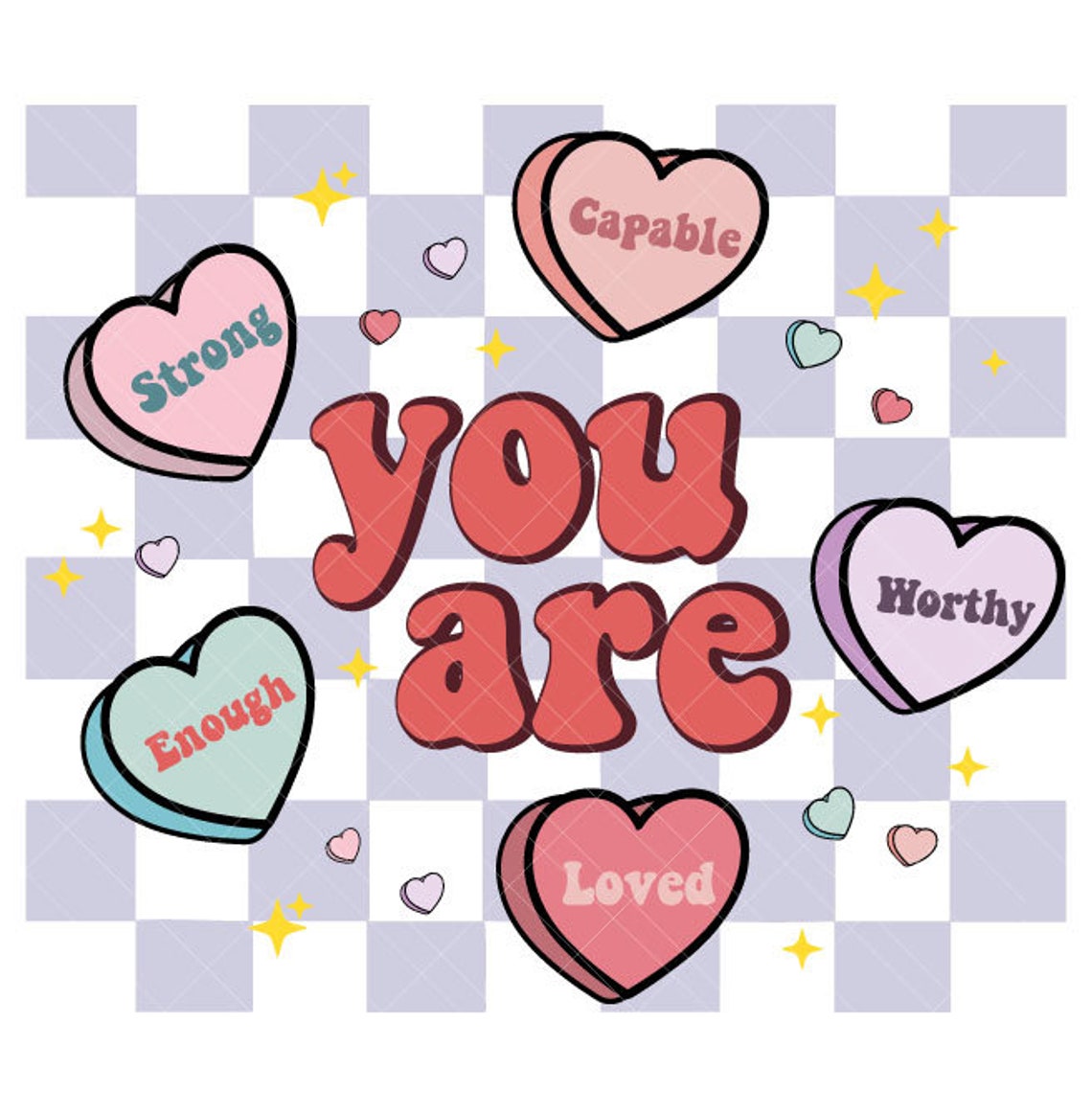 You Are Enough Loved Worthy PNG SVG Retro Valentines - Etsy