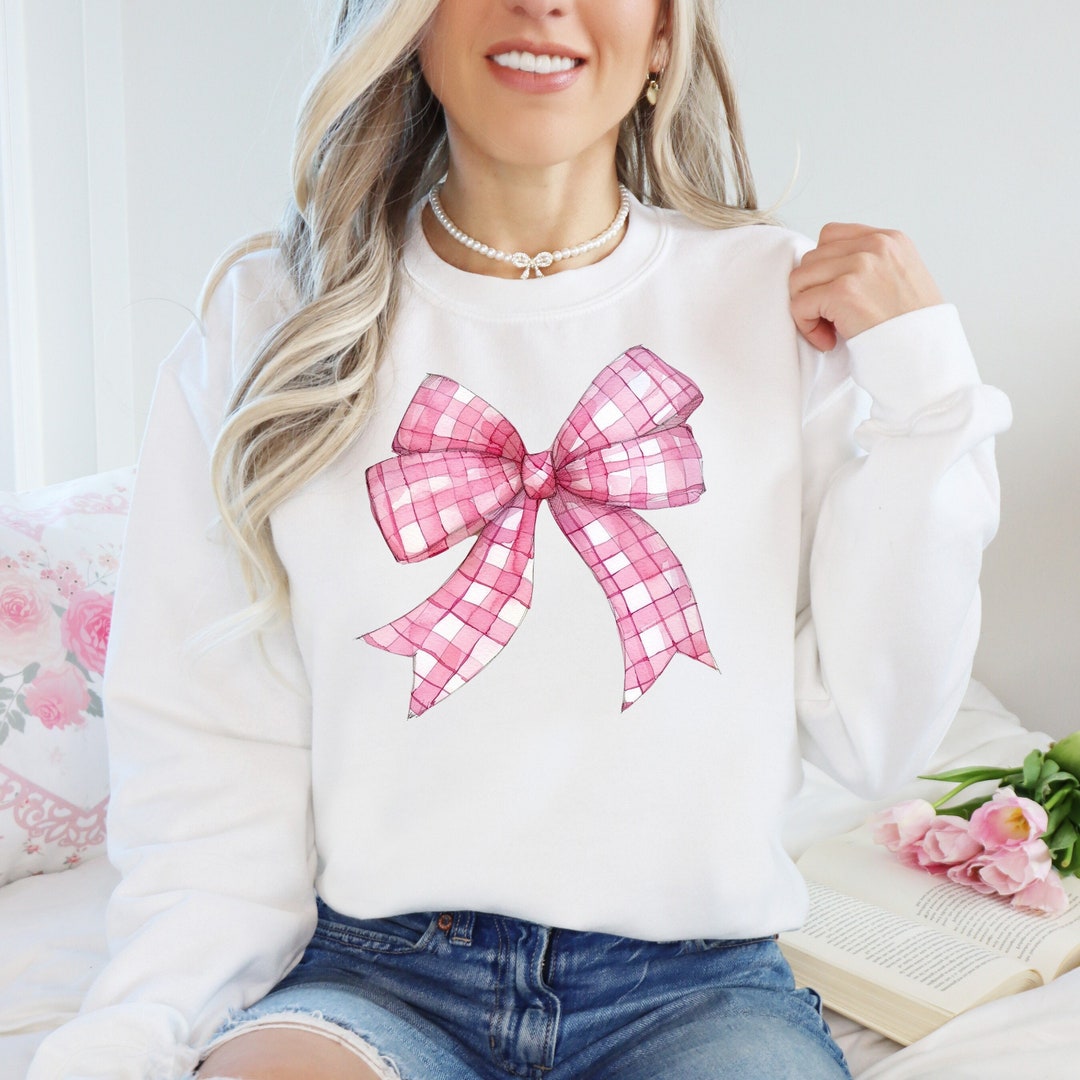 Pink Checkered Bows PNG Trendy Bow PNG Checkered PNG Girly Bow Shirt ...