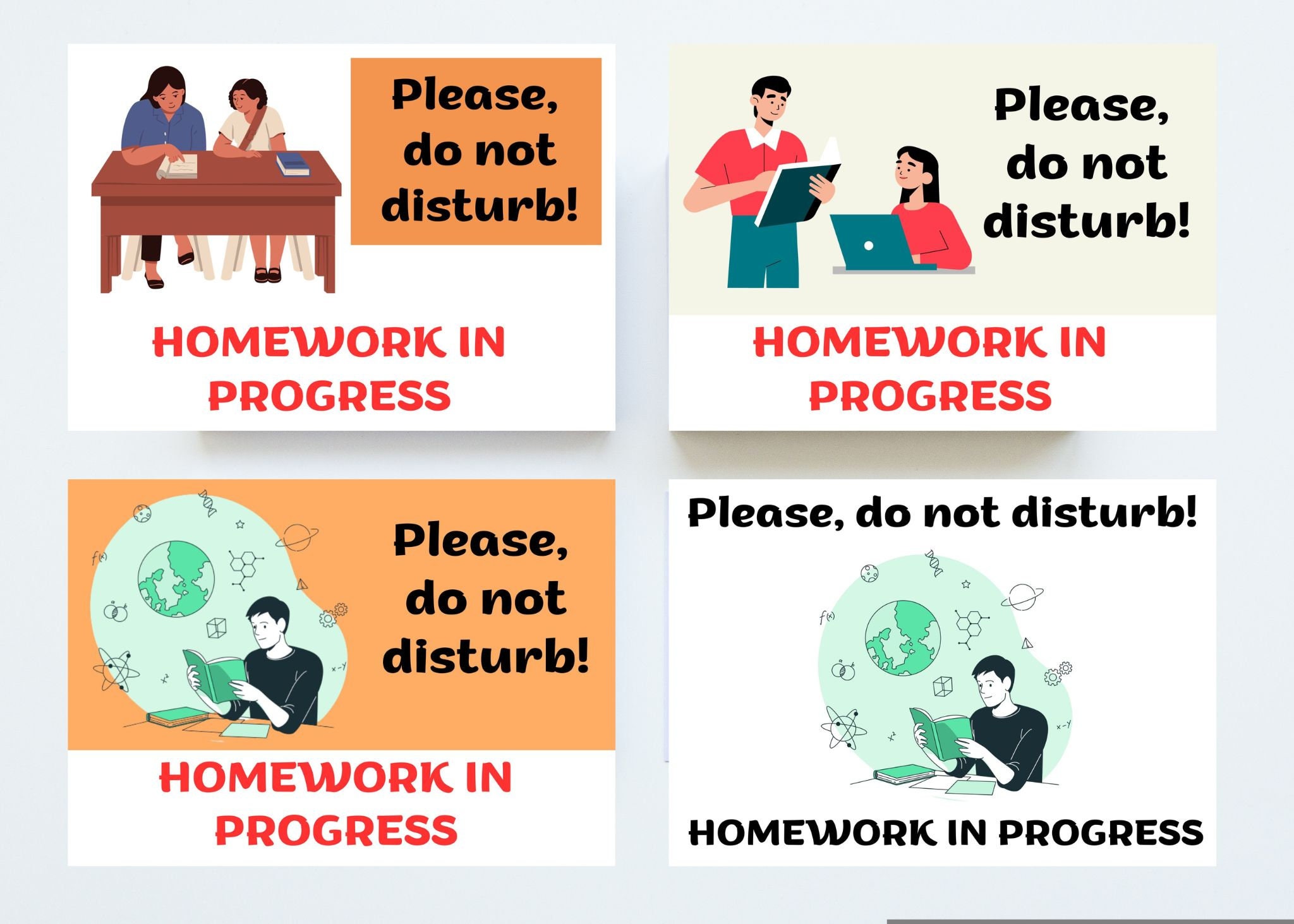 Homework Signs please, Do Not Disturb Homework in Progress 15 Posters ...