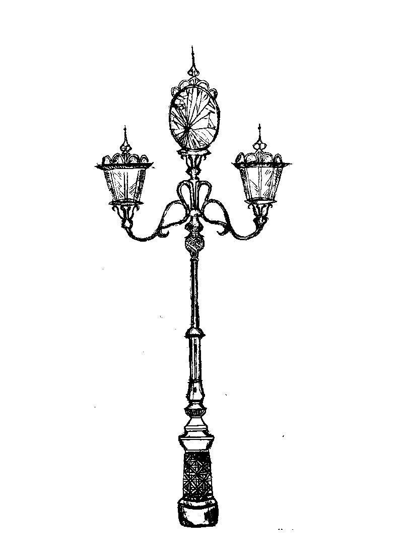 Vintage Sketch Print Lamp Post and Cracked Mirror - Etsy