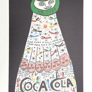 Signed HOWARD FINSTER Folk Art Coca-cola Litho 1095/1200 Exc. Unframed ...