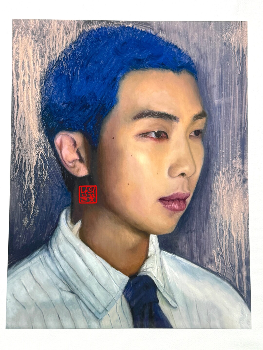 RM Blue Hair BTS Fan Art Print - Etsy