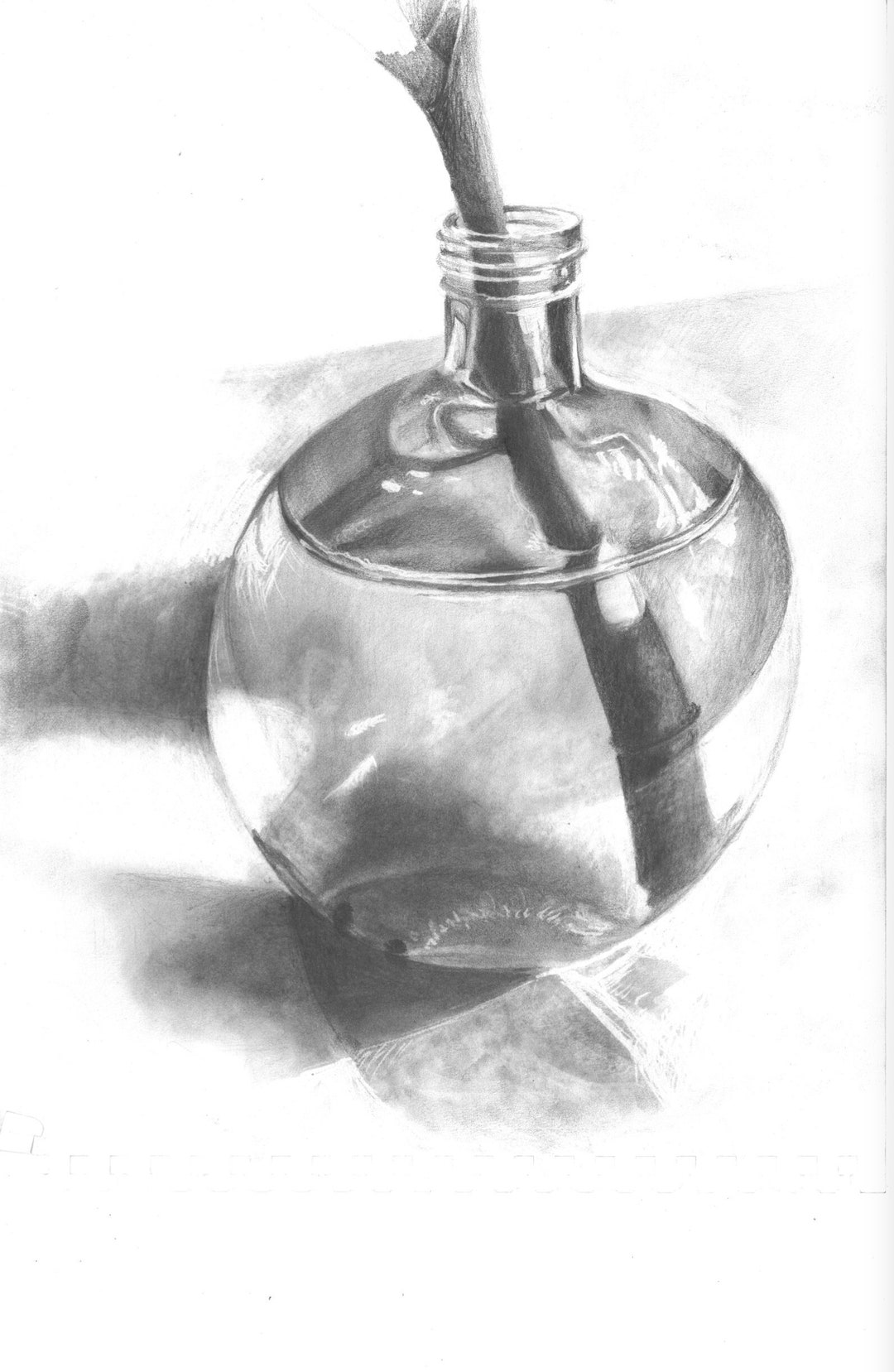 Charcoal Branch in Water Drawing - Etsy