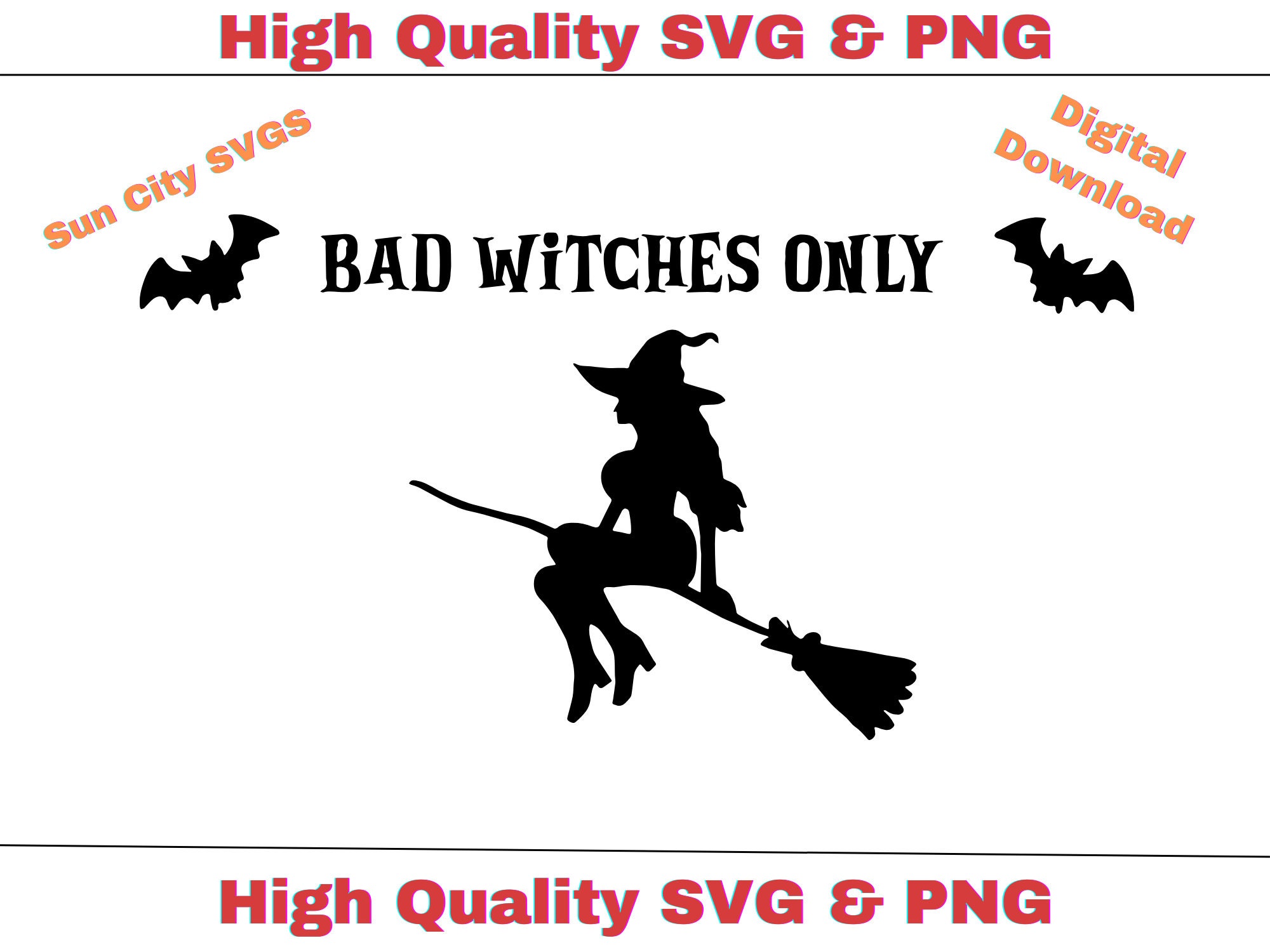 Witch Svg Witch Silhouette Bad Witches Only Svg Bad Bitches - Etsy