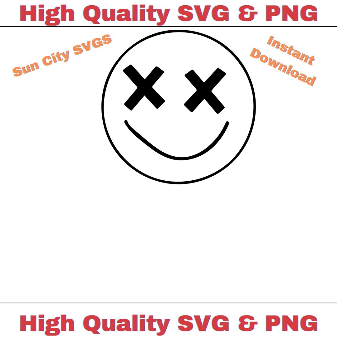 Dead Smiley Face Svg Dead Smiley Face PNG Hand Drawn Smiley - Etsy