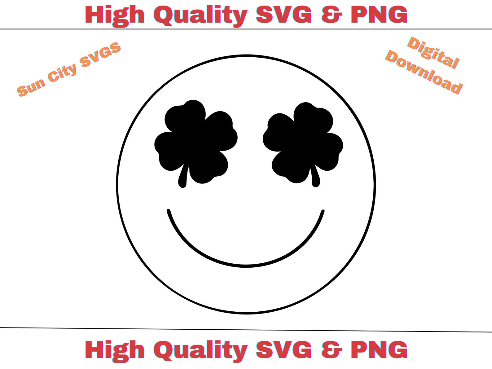 SHAMROCK SMILEY FACE Svg, Shamrock Smiley Face Png, Shamrock Smiley ...