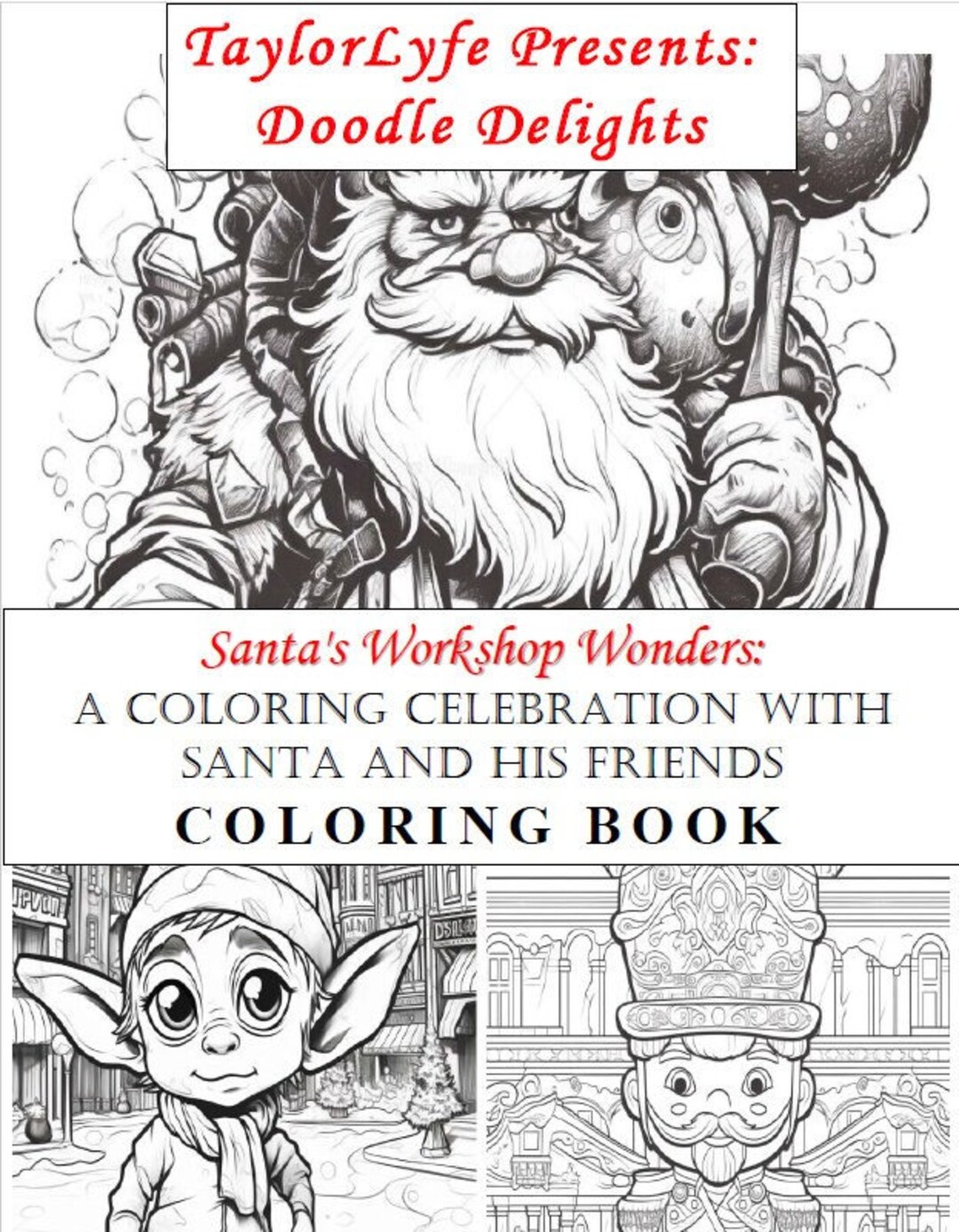 Doodle Delights/santa's Workshop Wonders/coloring Book/beautiful ...