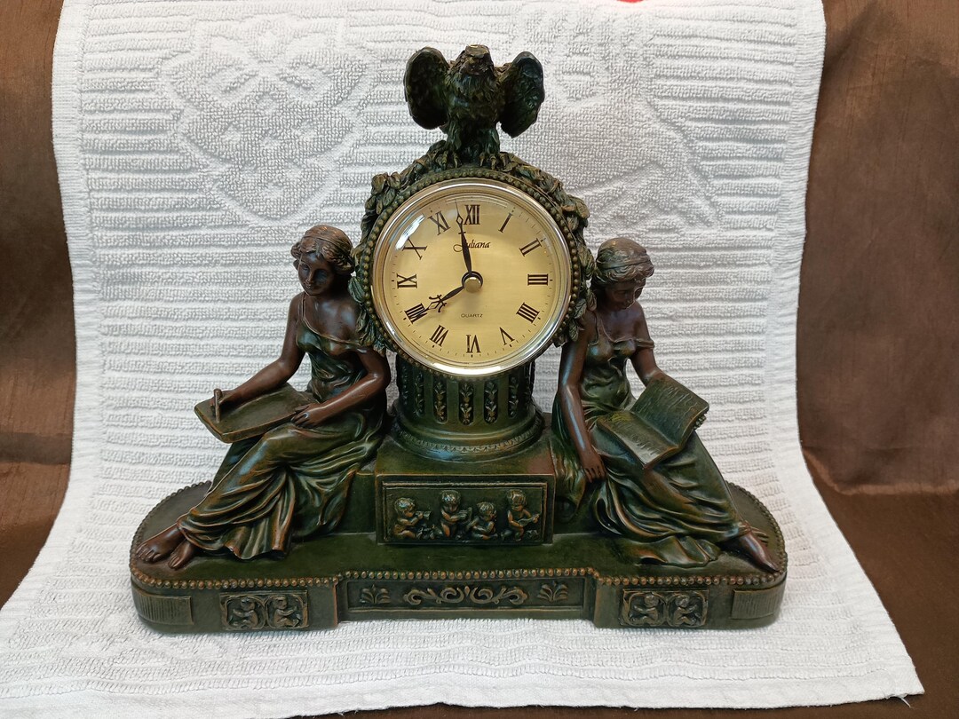 Vintage Juliana Clock Bronze Effect Resin With German Quartz Movement ...
