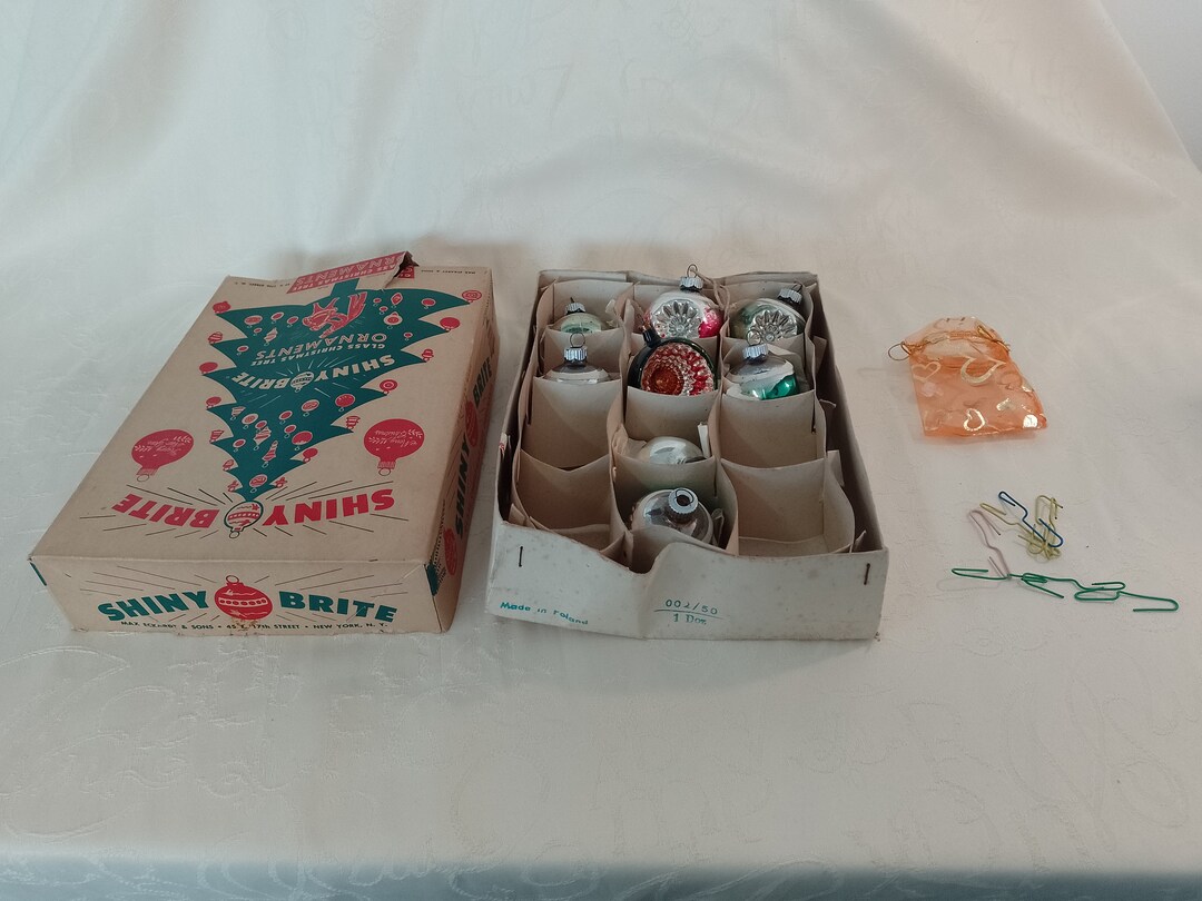 Rare 8 Vintage SHINY BRITE Glass CHRISTMAS Ornaments Lot. Lantern Top ...