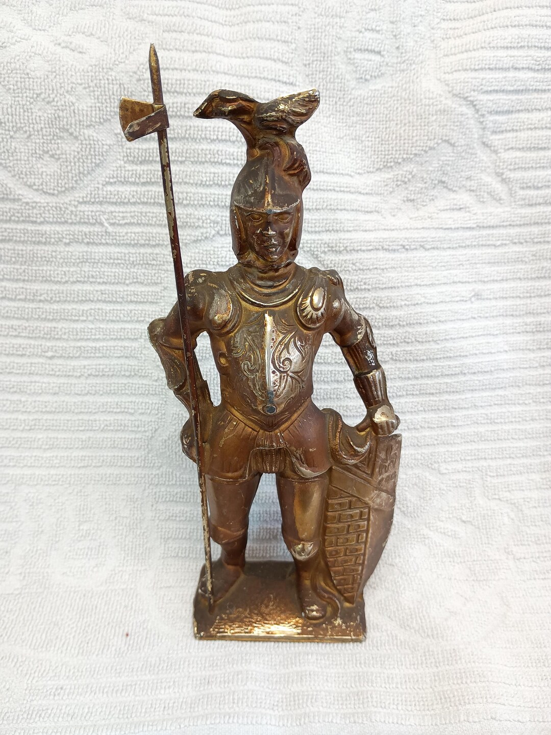 Rare Antique Heavy Metal Medieval Knight in Armor With Shield and ...