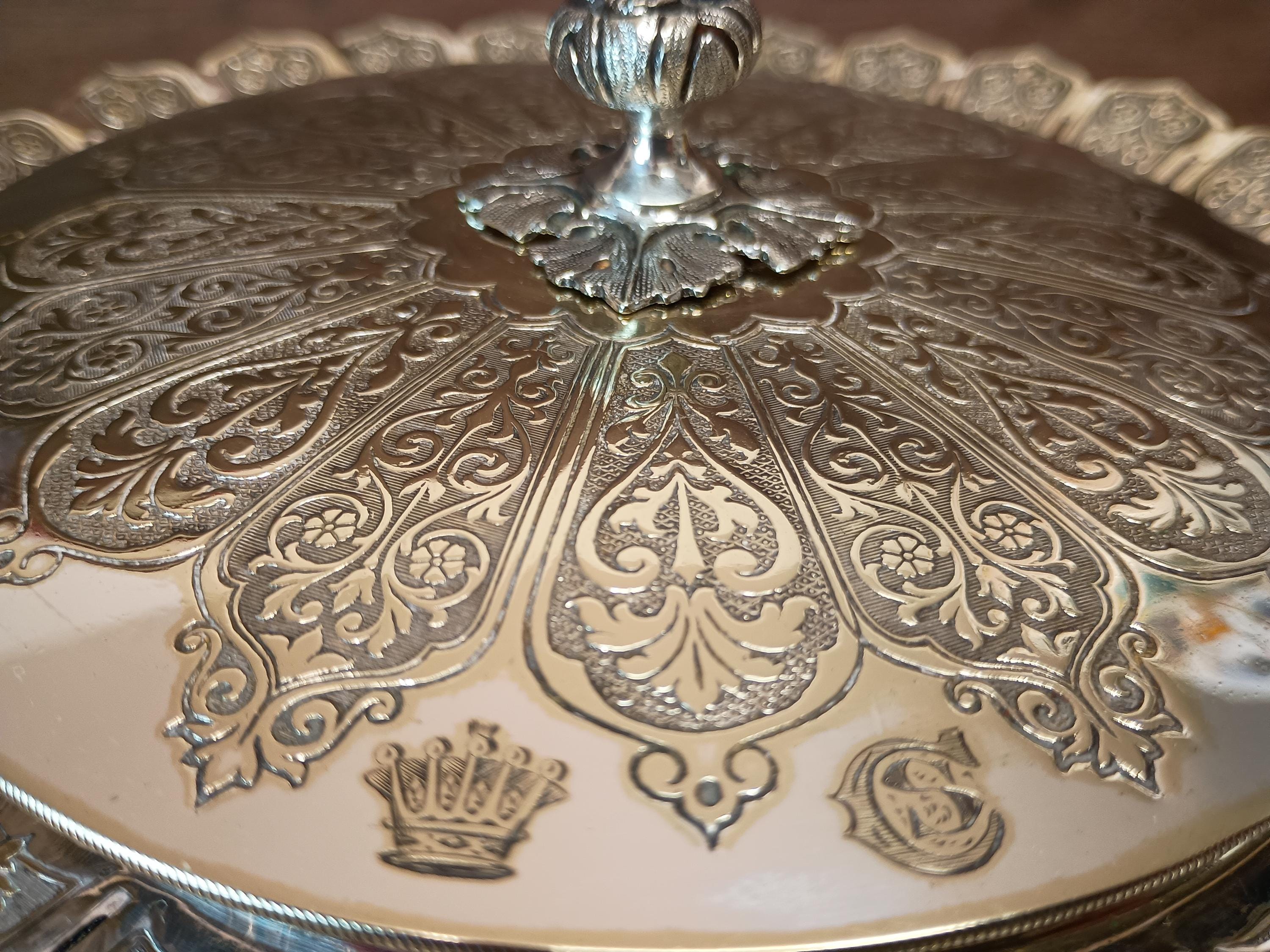 Rare Antique Indian Silver Plate Dish With British Empire Emblem ...