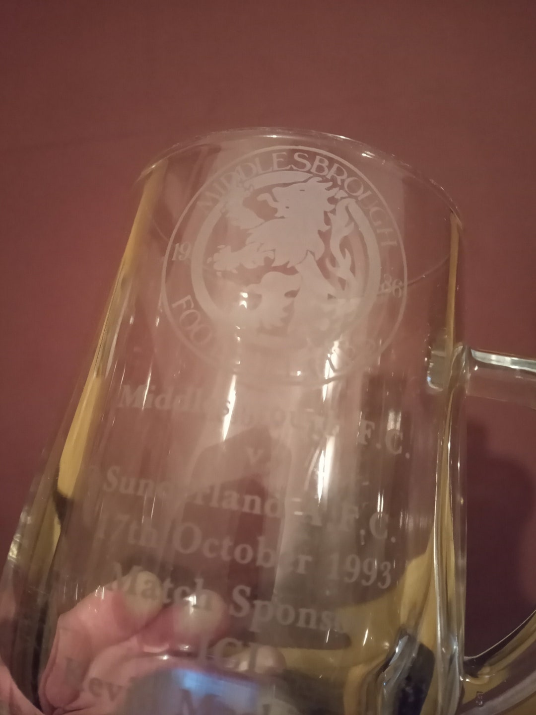 Rare Official MIDDLESBROUGH FOOTBALL Club Glass Tankard. Middlesbrough ...