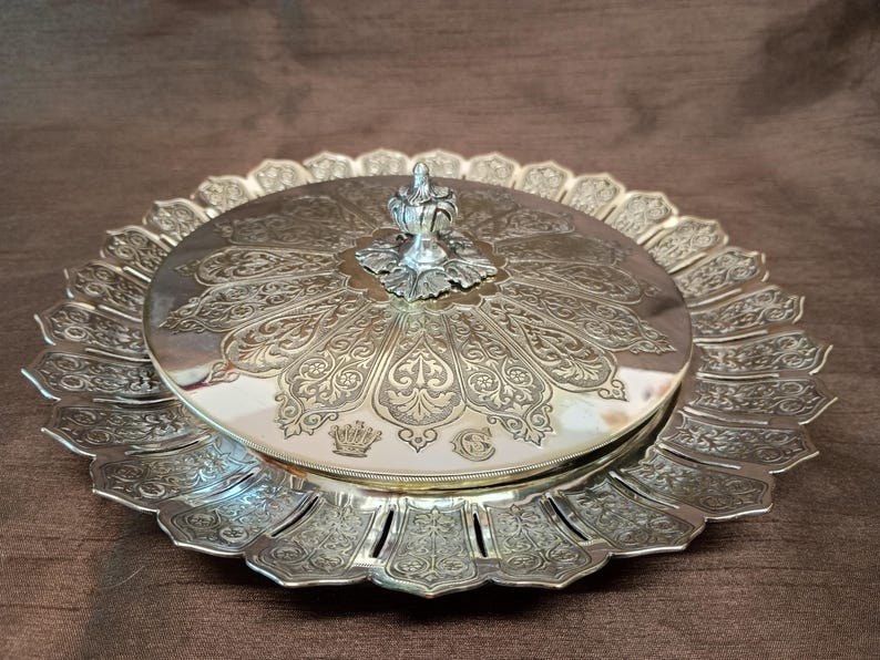 Rare Antique Indian Silver Plate Dish With British Empire Emblem ...