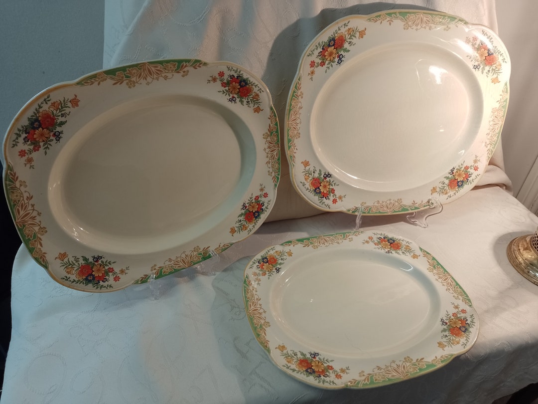 Antique Woods Ivory Ware Platters, Floral Art Deco Serving Set - Etsy