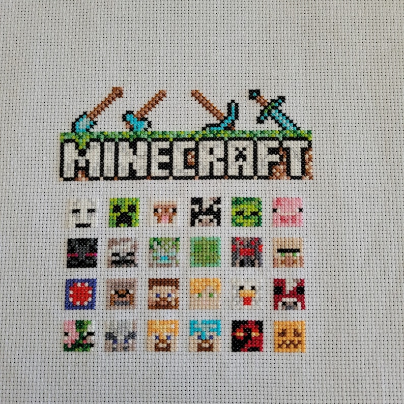 Minecraft Faces Finished Cross Stitch - Etsy