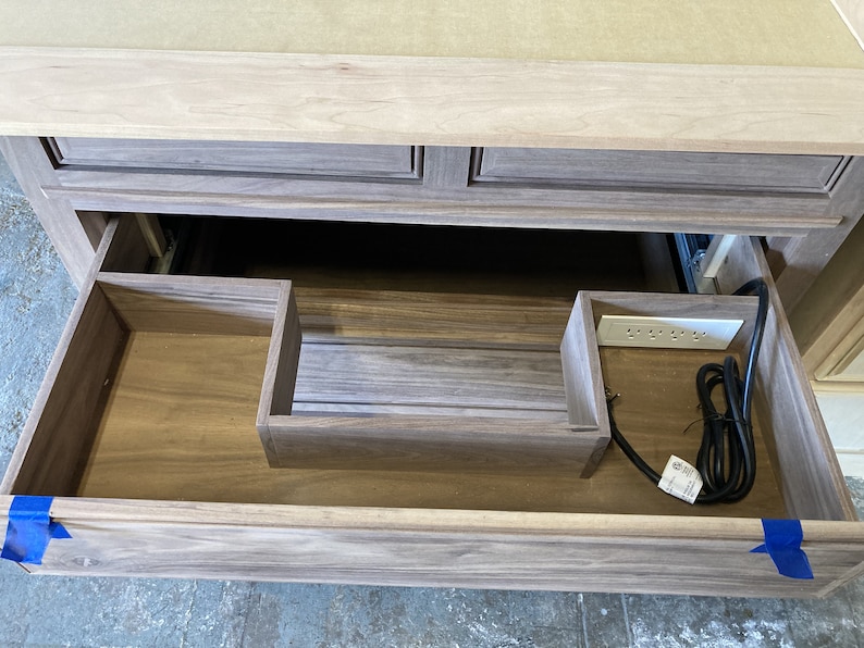 Walnut Bathroom Vanity With Built in Plugs - Etsy