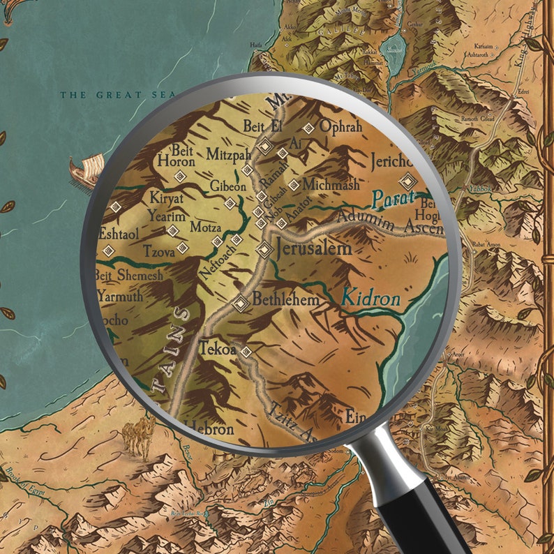 Biblical Israel Map - Large Frameable Map on Archival Matte Paper 22" X ...