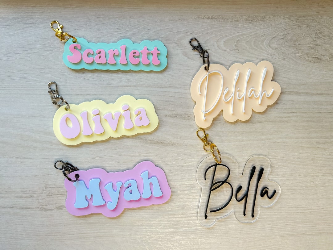 Personalized Acrylic Keychain Custom Keychain Backpack Name - Etsy