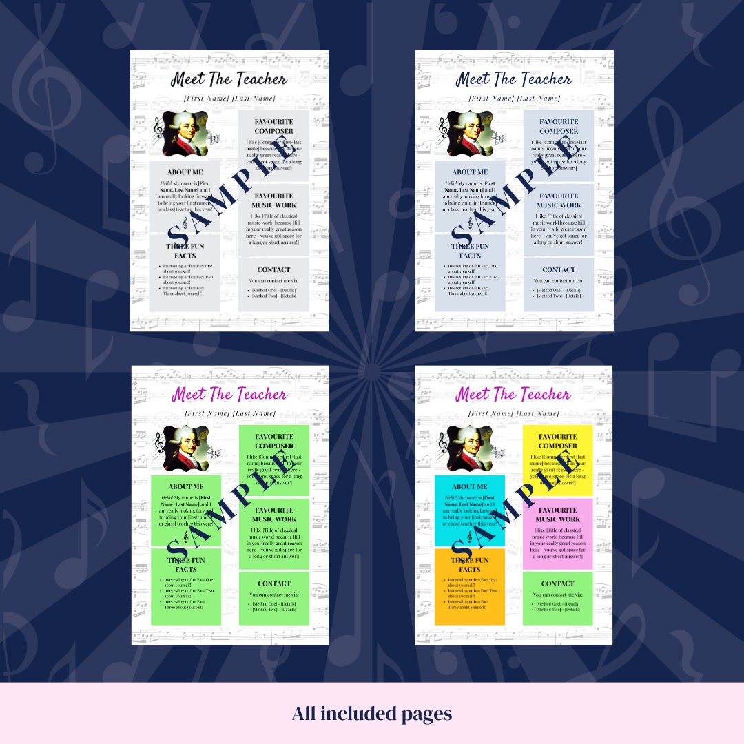 Music Meet the Teacher Template CANVA EDITABLE Back to School Musicians ...