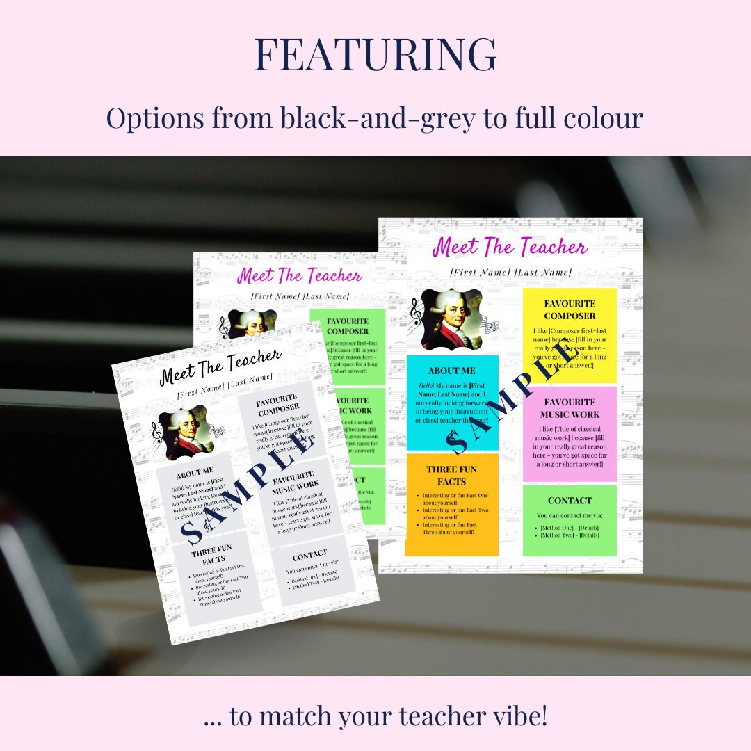 Music Meet the Teacher Template CANVA EDITABLE Back to School Musicians ...