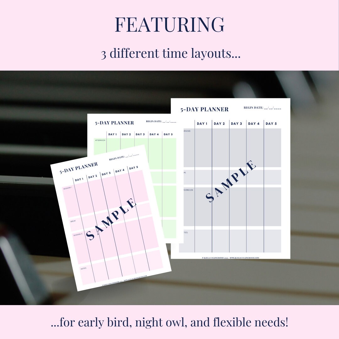 5-day Weekly Planner | Printable Planner | Personal Planner | Available ...