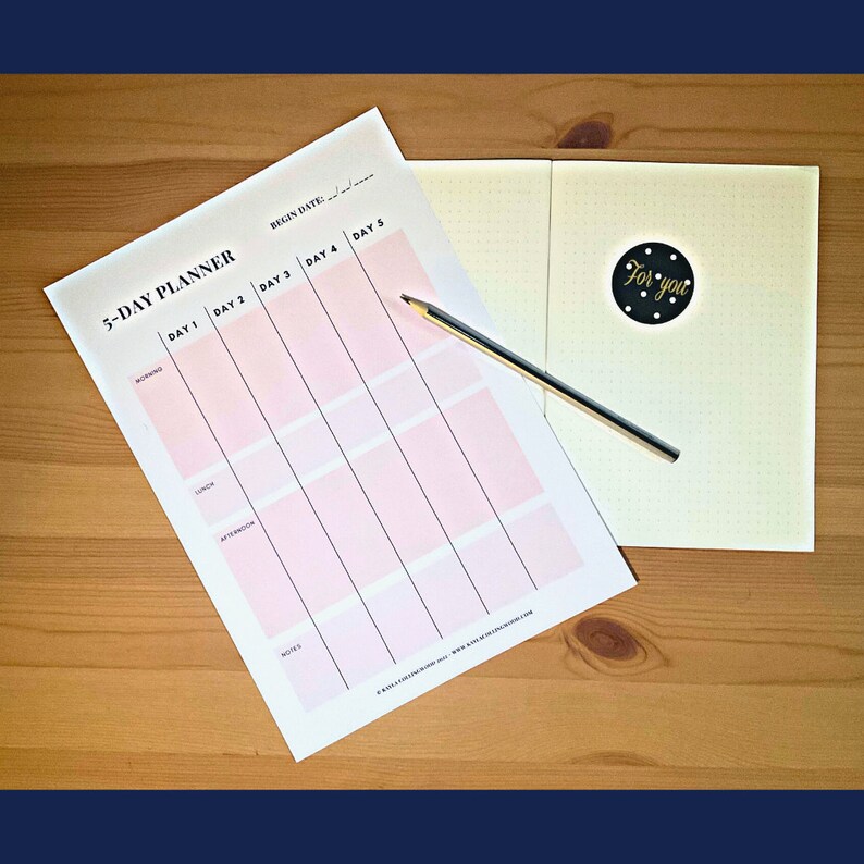 5-day Weekly Planner Printable Planner Personal Planner - Etsy