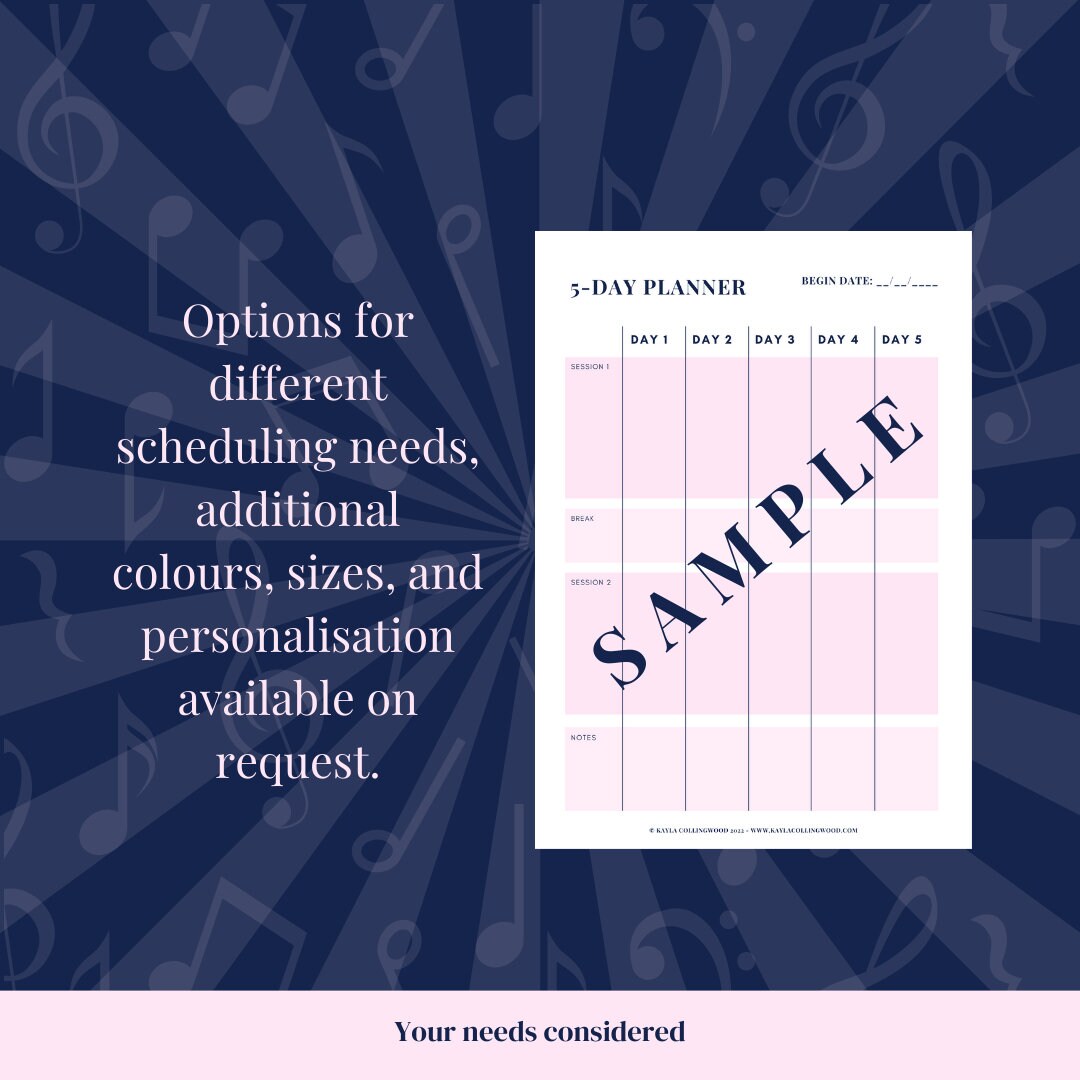 5-day Weekly Planner Printable Planner Personal Planner - Etsy