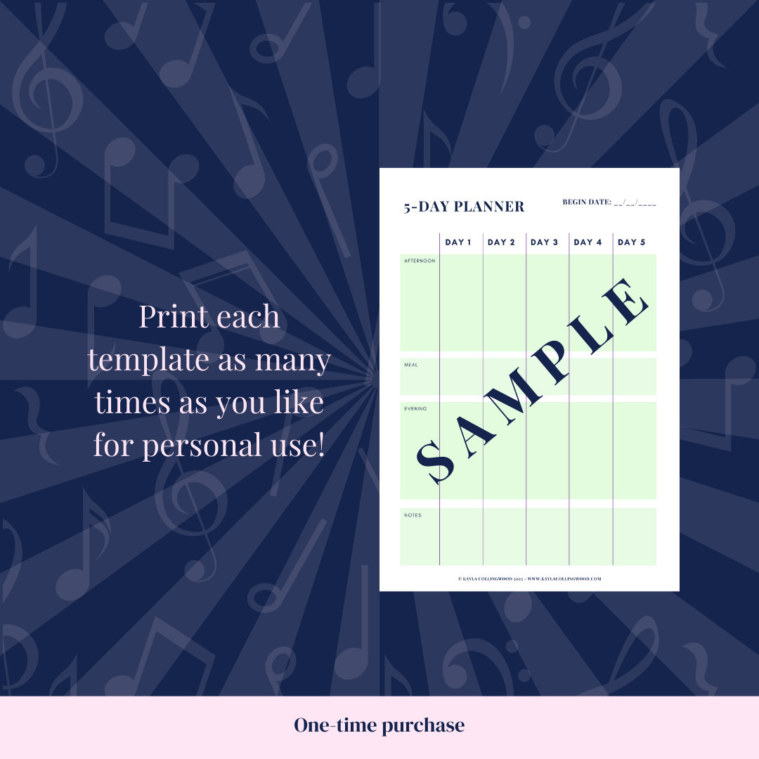 5-day Weekly Planner | Printable Planner | Personal Planner | Available ...