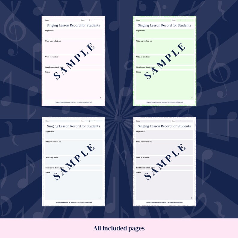 One-page Singing Lesson Record Template for Voice/singing Students ...