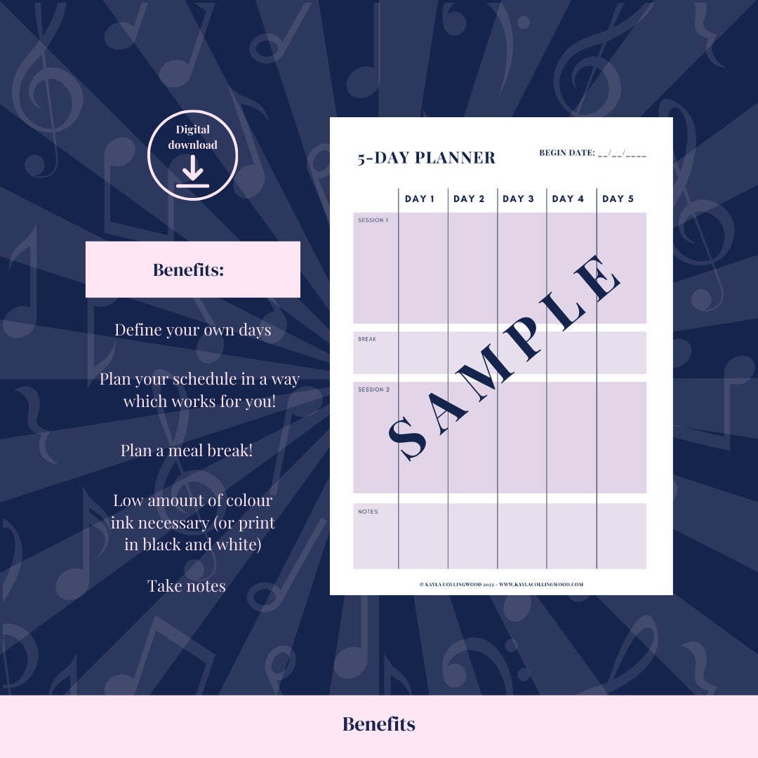 5-day Weekly Planner | Printable Planner | Personal Planner | Available ...