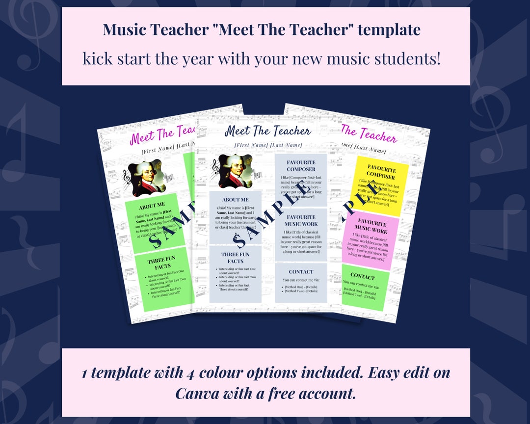 Music Meet the Teacher Template | CANVA EDITABLE | Back to School ...