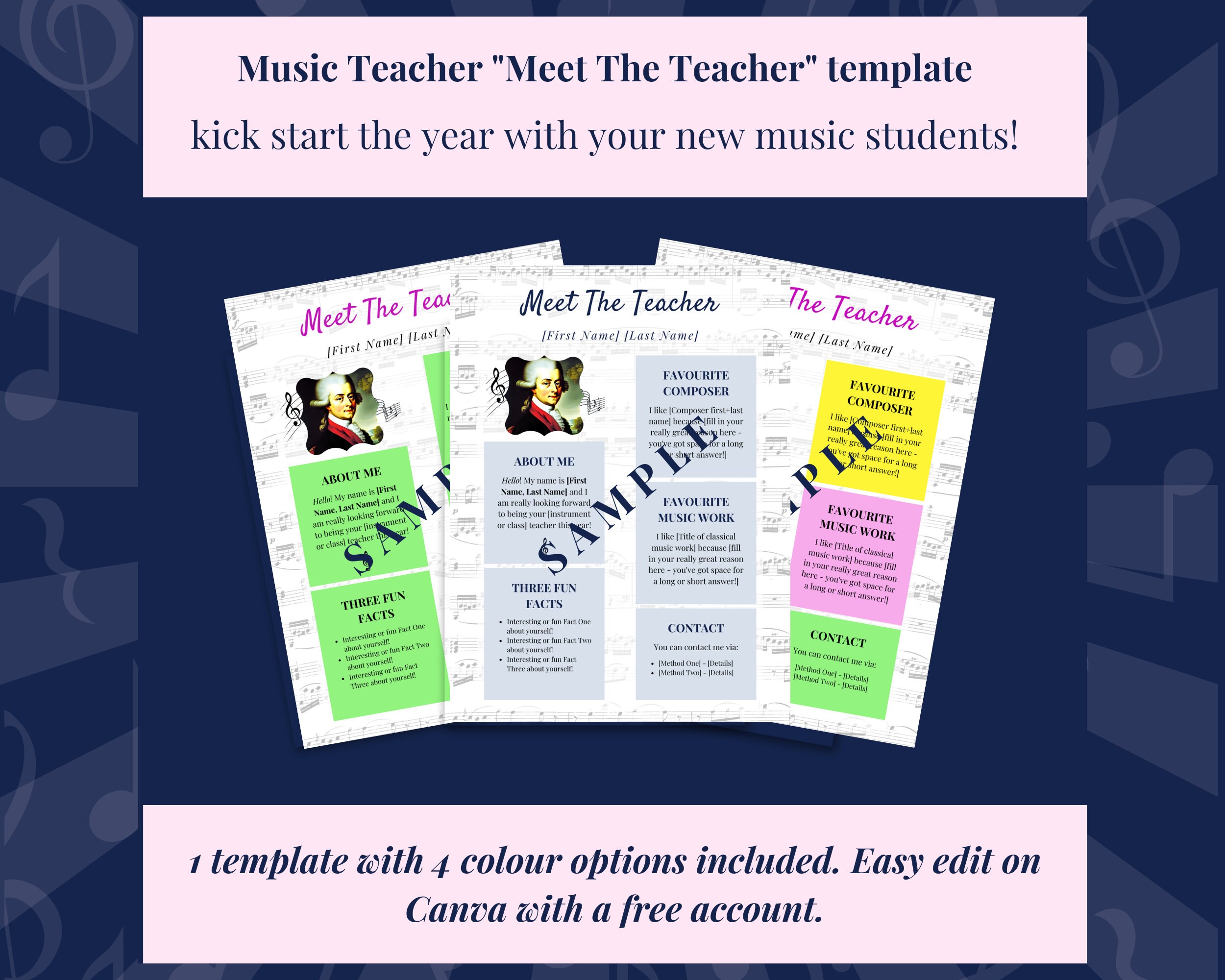 Music Meet the Teacher Template CANVA EDITABLE Back to School Musicians ...