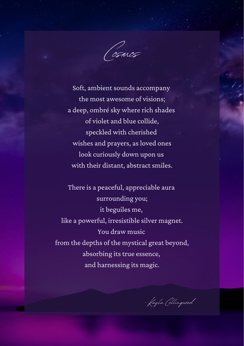 Cosmos Original Poem Digital Download Wall Art Available - Etsy