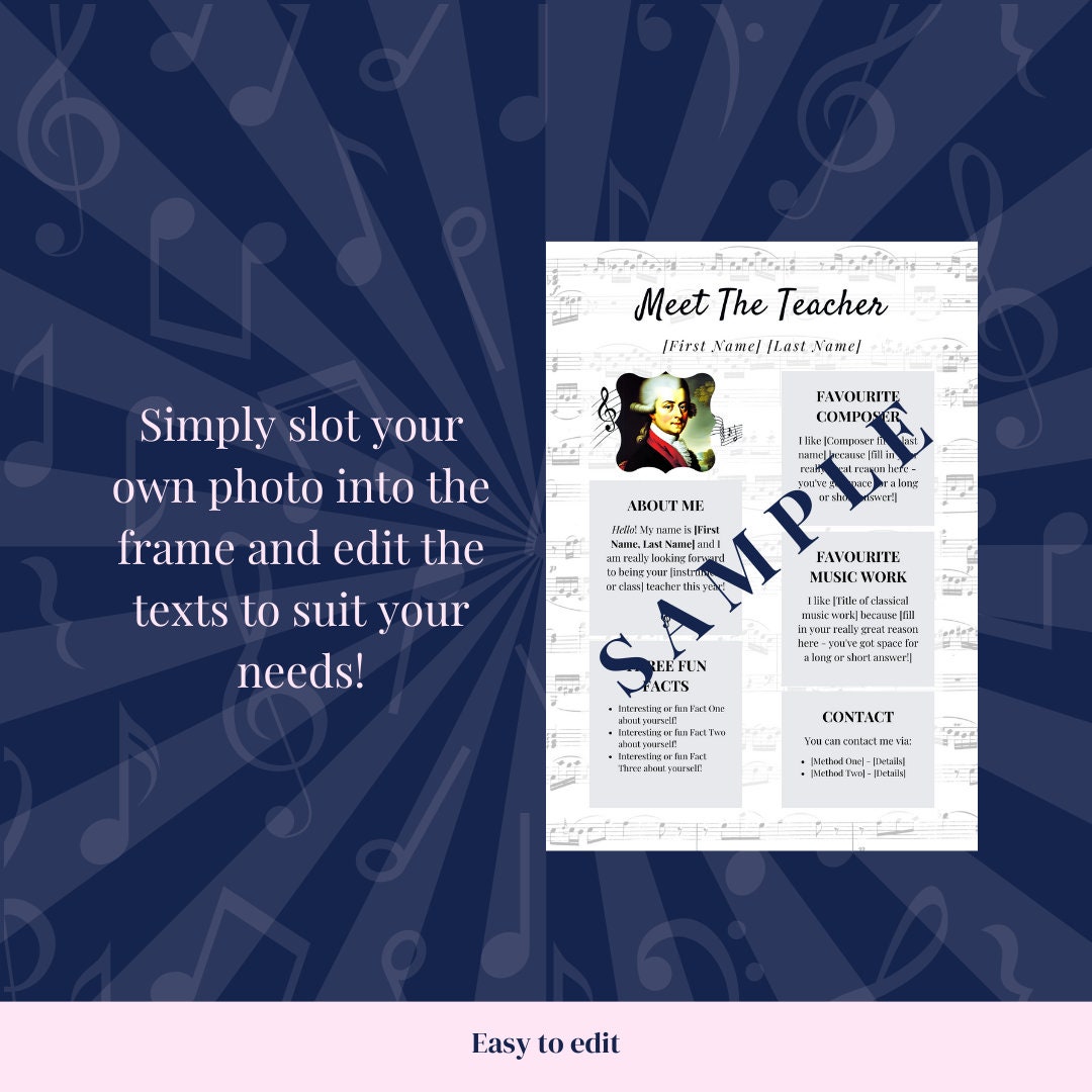Music Meet the Teacher Template CANVA EDITABLE Back to School Musicians ...
