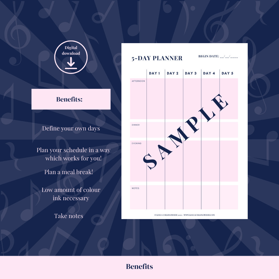 5-day Weekly Planner Printable Planner Personal Planner - Etsy