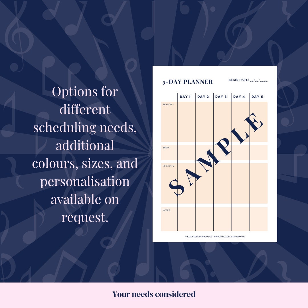 5-day Weekly Planner | Printable Planner | Personal Planner | Available ...