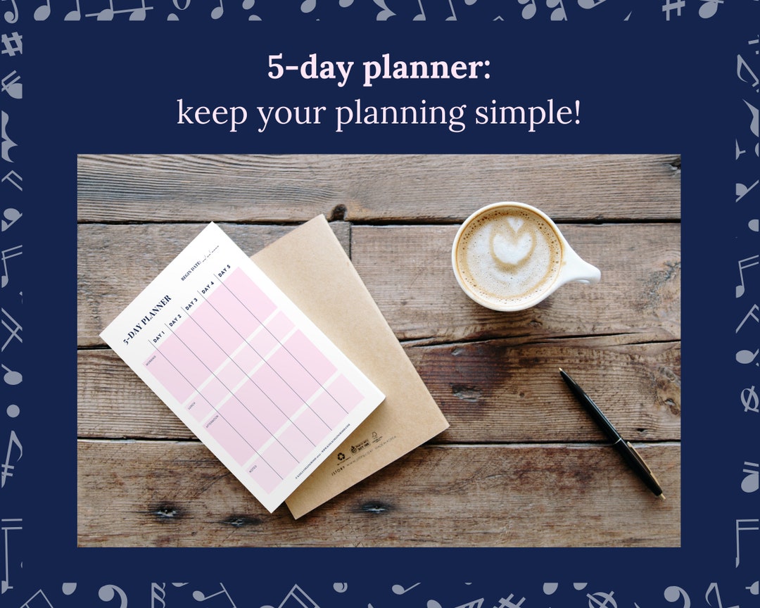 5-day Weekly Planner Printable Planner Personal Planner - Etsy