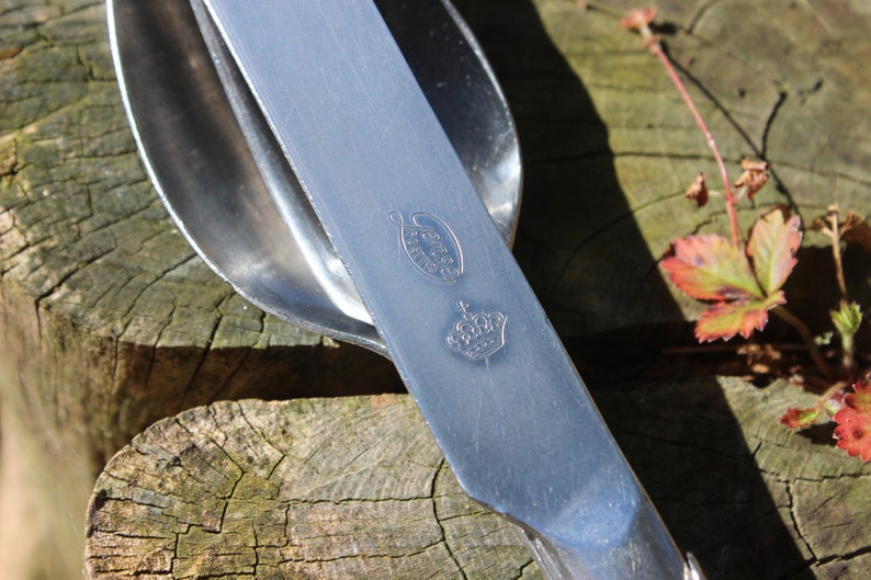 Swedish Army 3 Piece Knife Fork & Spoon Stainless Steel Field Cutlery ...