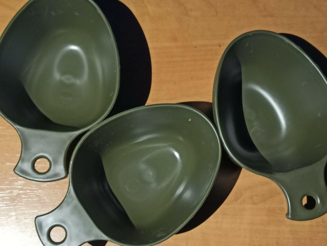 THREE Original Genuine Swedish Army Mess Kit Plastic Drinking Mug Kuksa ...